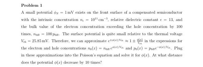 Solved A small potential ϕS=1mV exists on the front surface | Chegg.com