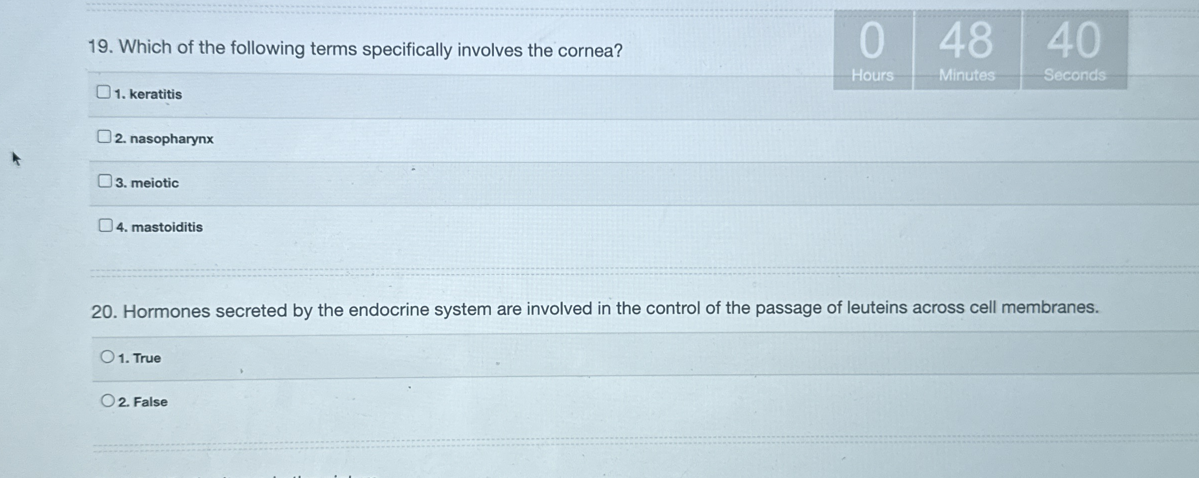 Solved Which of the following terms specifically involves | Chegg.com