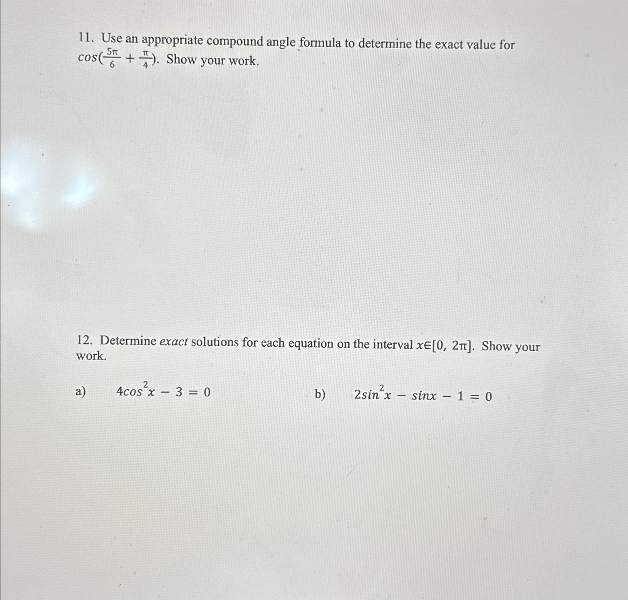 Solved Use an appropriate compound angle formula to | Chegg.com