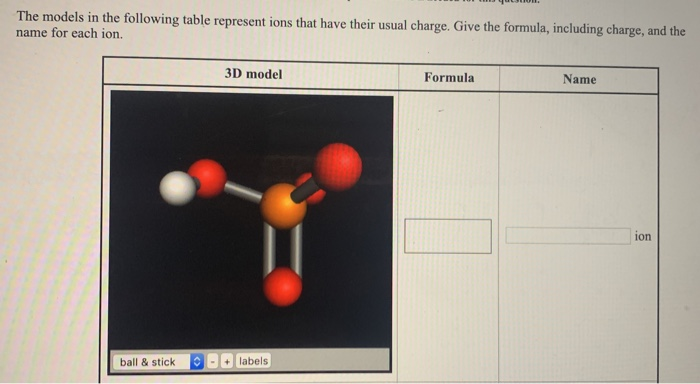 Solved The models in the following table represent ions that | Chegg.com