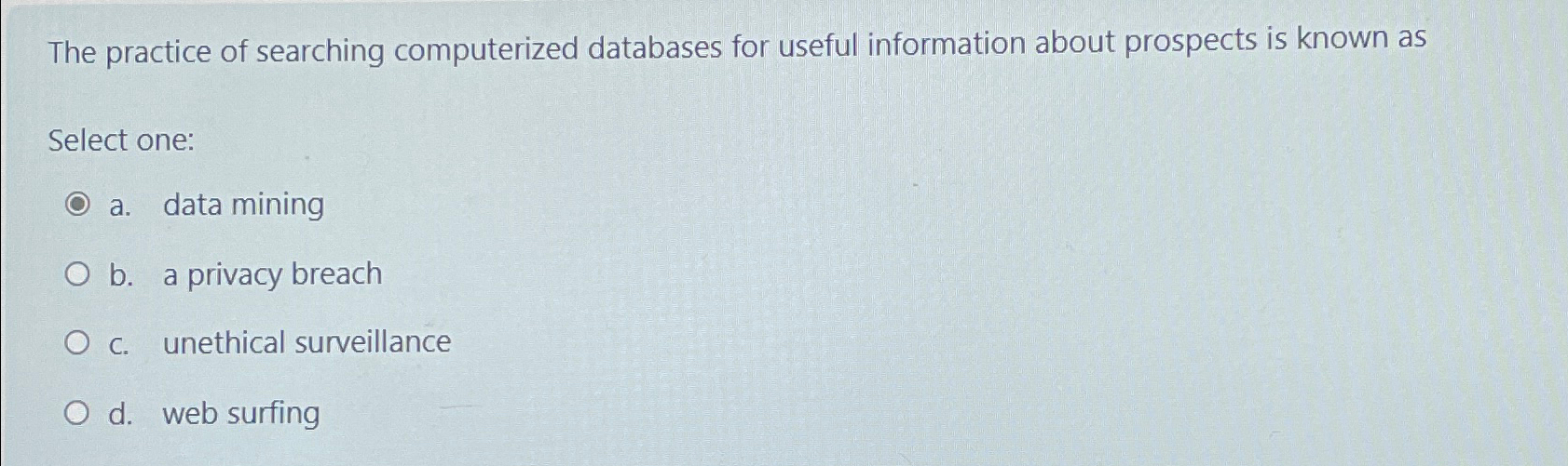 Solved The practice of searching computerized databases for | Chegg.com