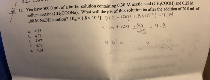 Solved N Le 2.30u is. You have 500.0 mL of a buffer solution | Chegg.com