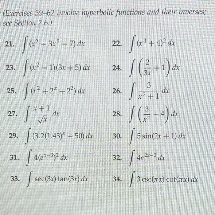 Solved (Exercises 59-62 involve hyperbolic functions and | Chegg.com