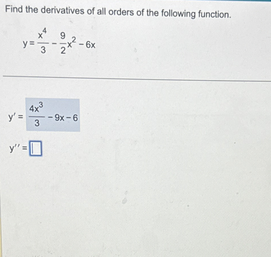Solved Find the derivatives of all orders of the following | Chegg.com