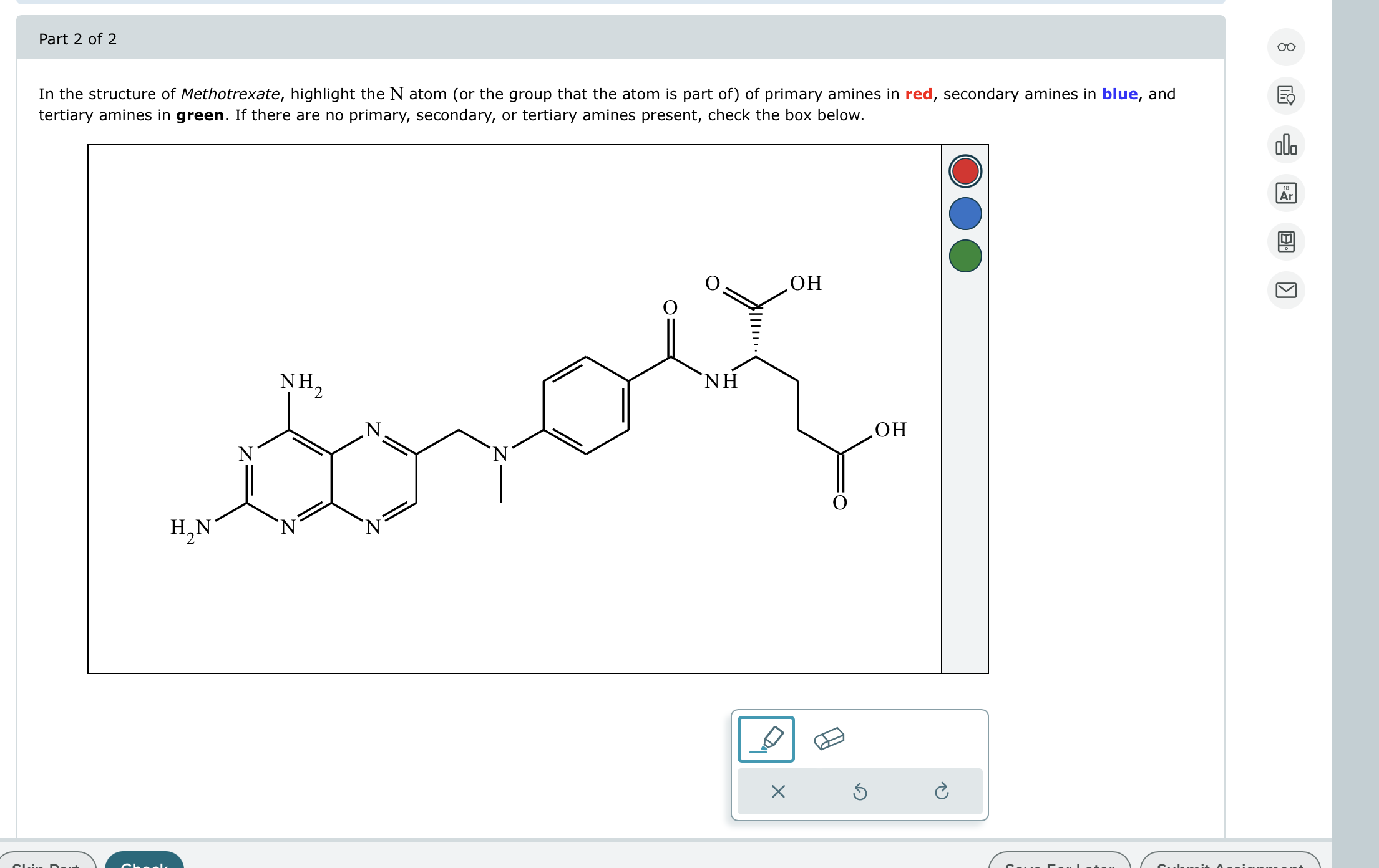 Solved Part 2 ﻿of 2In the structure of Methotrexate, | Chegg.com