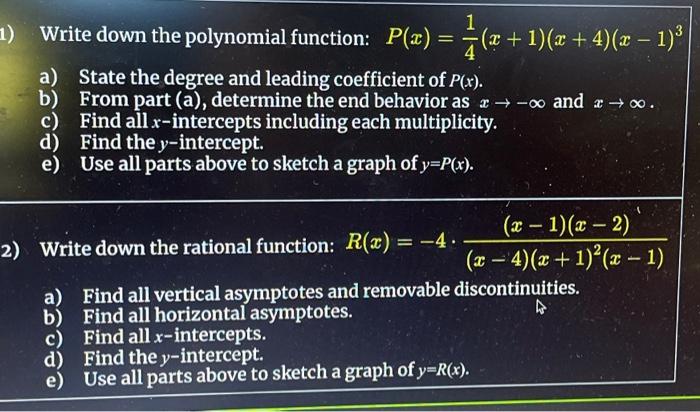 Solved Write down the polynomial function: | Chegg.com