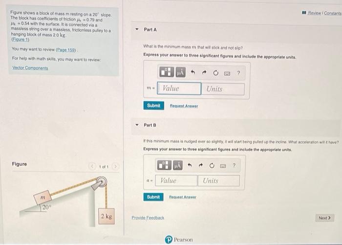 Solved Review Constants Part A Figure shows a block of mass | Chegg.com