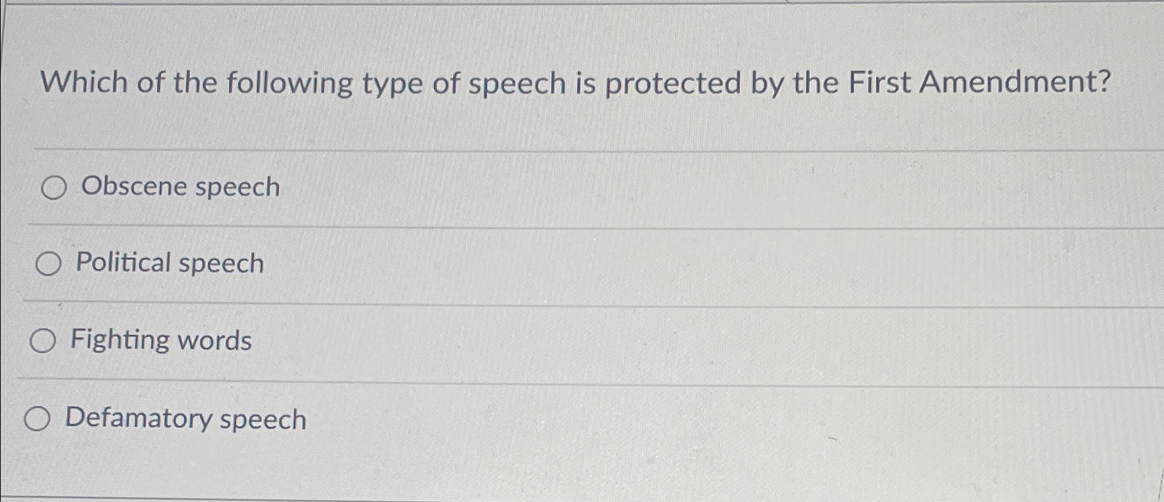 Solved Which of the following type of speech is protected by | Chegg.com