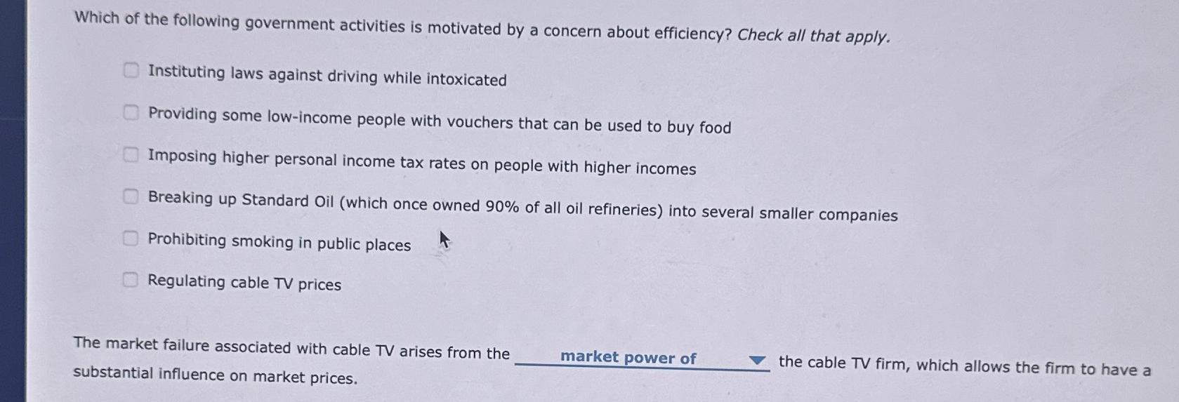 Solved Which of the following government activities is | Chegg.com