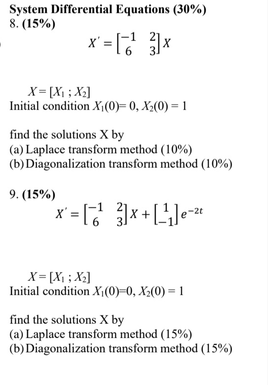 Solved System Differential Equations | Chegg.com