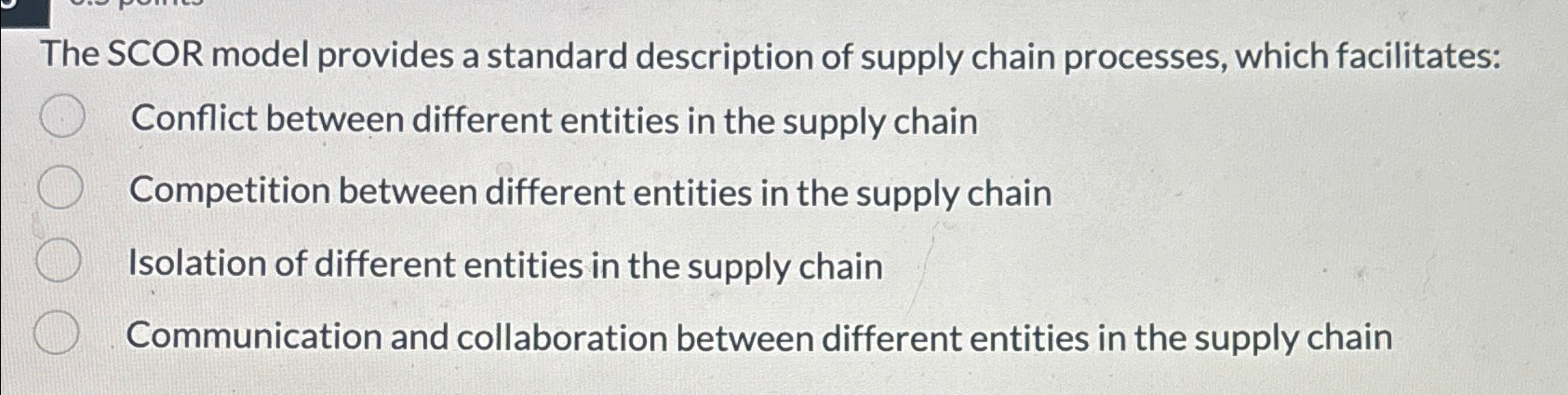 Solved The SCOR model provides a standard description of | Chegg.com