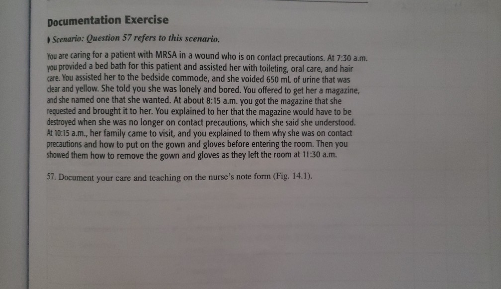 Solved Documentation Exercise Scenario: Question 57 refers | Chegg.com
