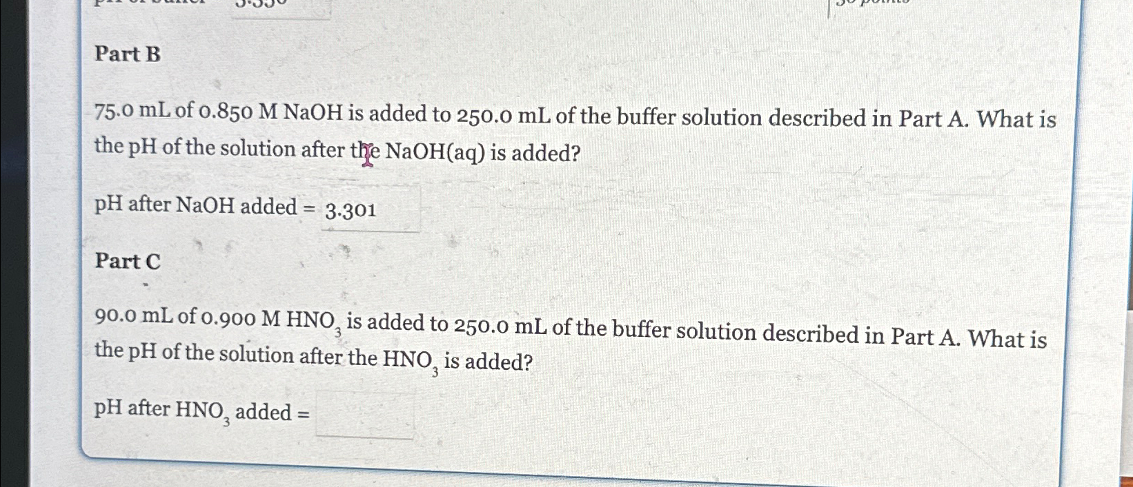Please answer Part B and Part C Part B75.0mL ﻿of | Chegg.com
