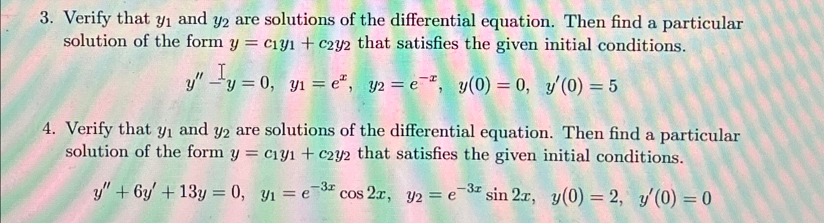 Solved Solve both problems please. Verify that y1 ﻿and y2 | Chegg.com