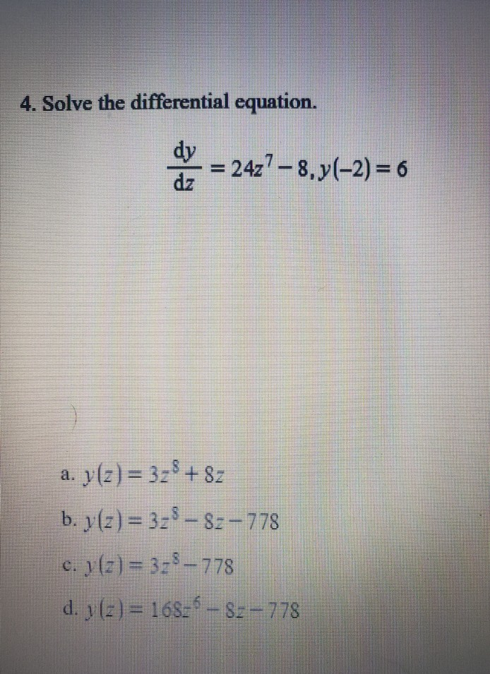 Solved 4. Solve the differential equation. holy = 24z? – | Chegg.com