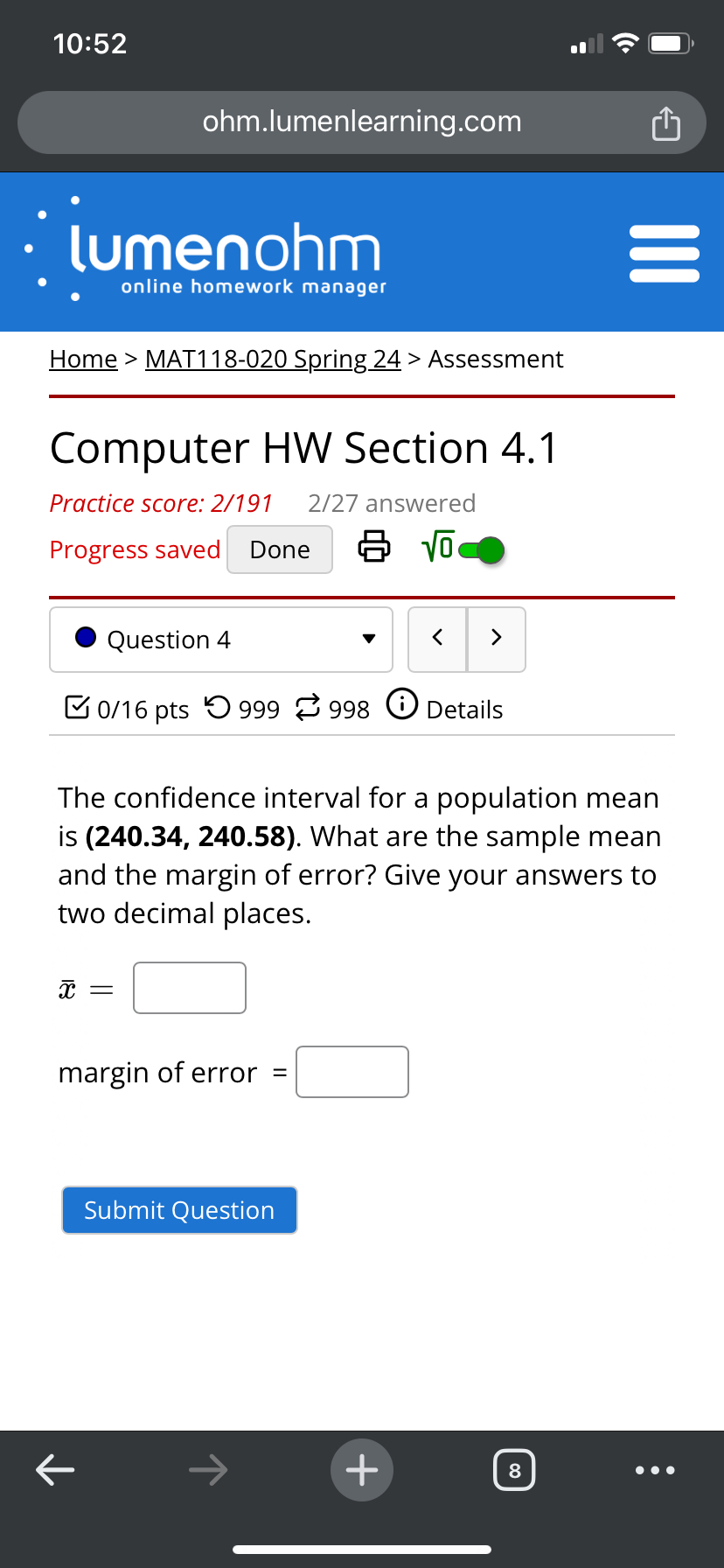 Solved 10:52ohm.lumenlearning.com:. ﻿lumenohmonline homework | Chegg.com
