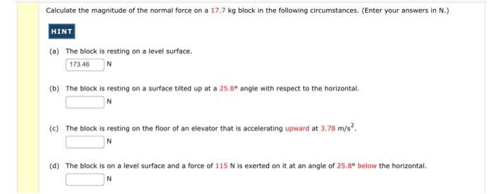 Solved Calculate the magnitude of the normal force on a 17.7 | Chegg.com