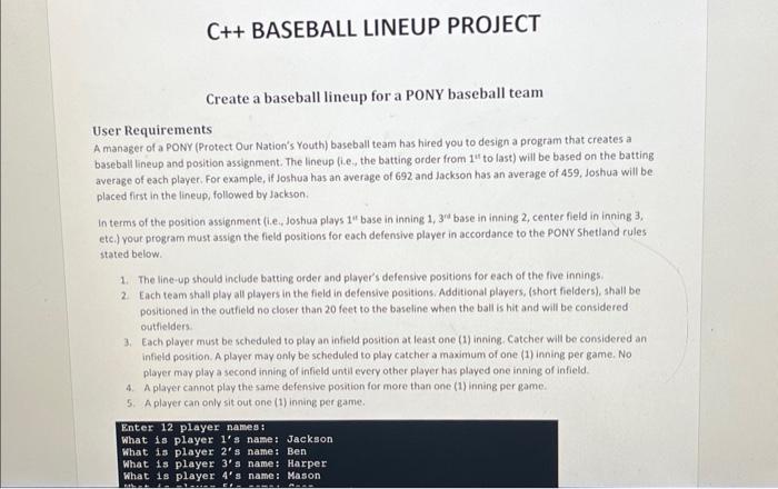 Solved create in C++ please please follow the prompt | Chegg.com