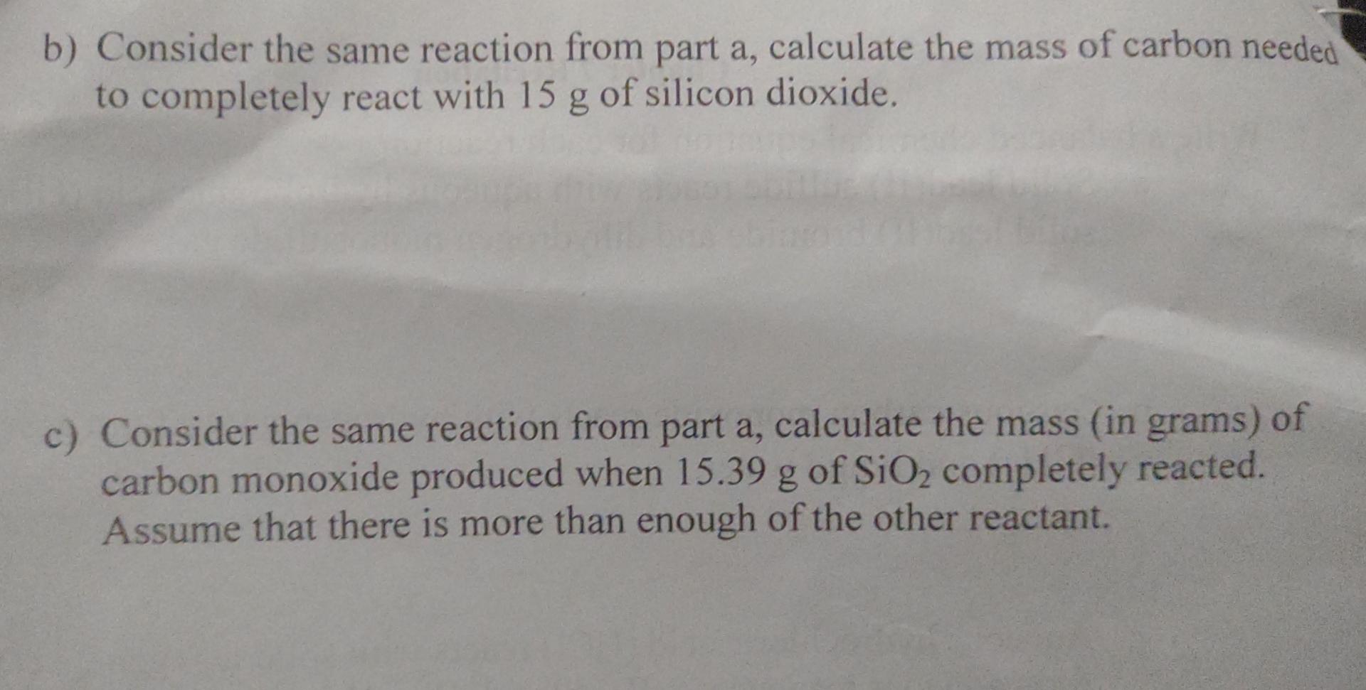 Solved Consider the balanced equation: SiO2(s)+3 | Chegg.com