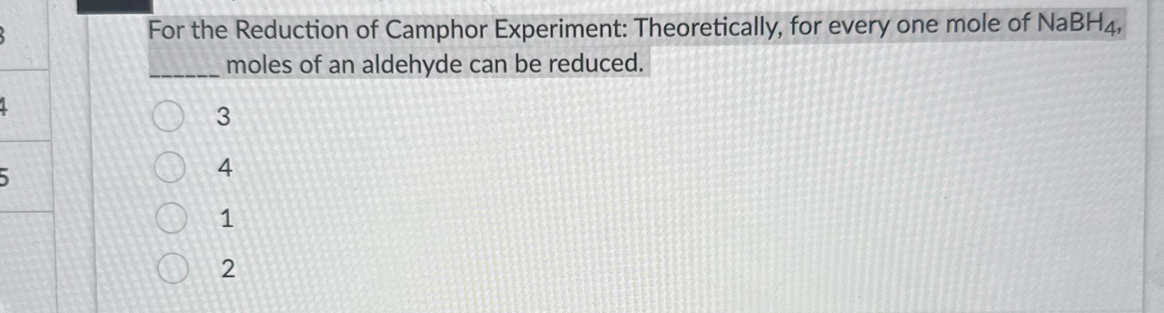 Solved For the Reduction of Camphor Experiment: | Chegg.com