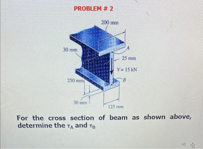 Solved PROBLEM # 2 For the cross section of beam as shown | Chegg.com