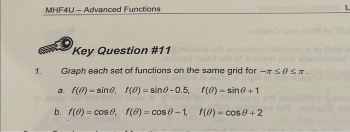 Solved 1. MHF4U - Advanced Functions Key Question #11 In | Chegg.com
