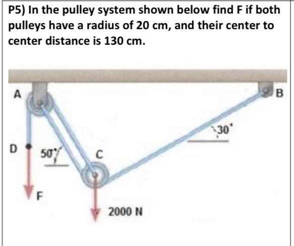 Solved P5) In the pulley system shown below find F if both | Chegg.com