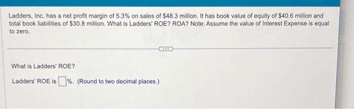 Solved Ladders, Inc. has a net profit margin of 5.3% on | Chegg.com