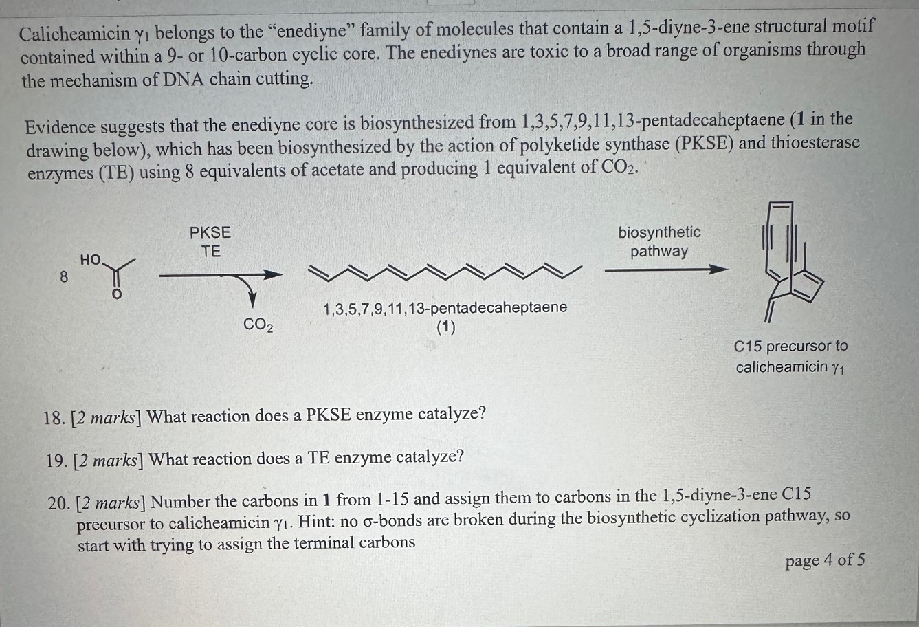 Solved Calicheamicin γ1 ﻿belongs to the "enediyne" family of | Chegg.com