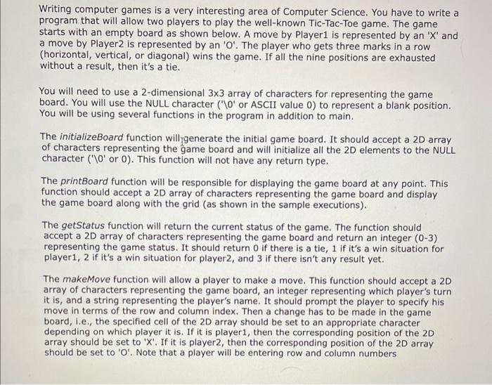 Solved Writing computer games is a very interesting area of | Chegg.com