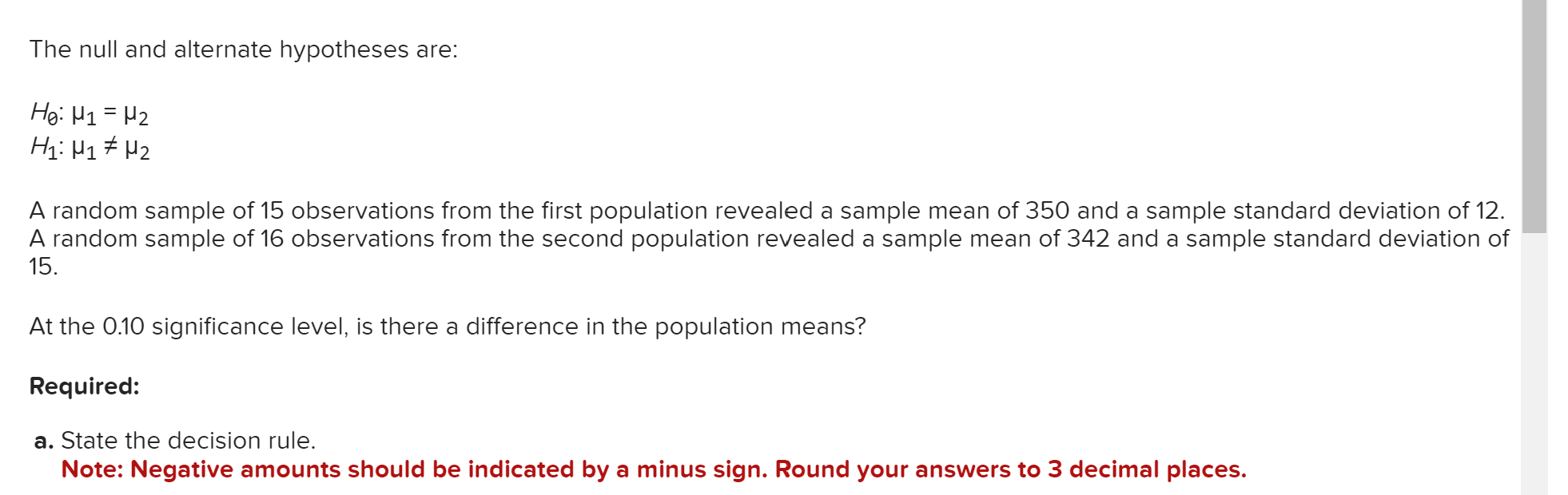 Solved The null and alternate hypotheses | Chegg.com