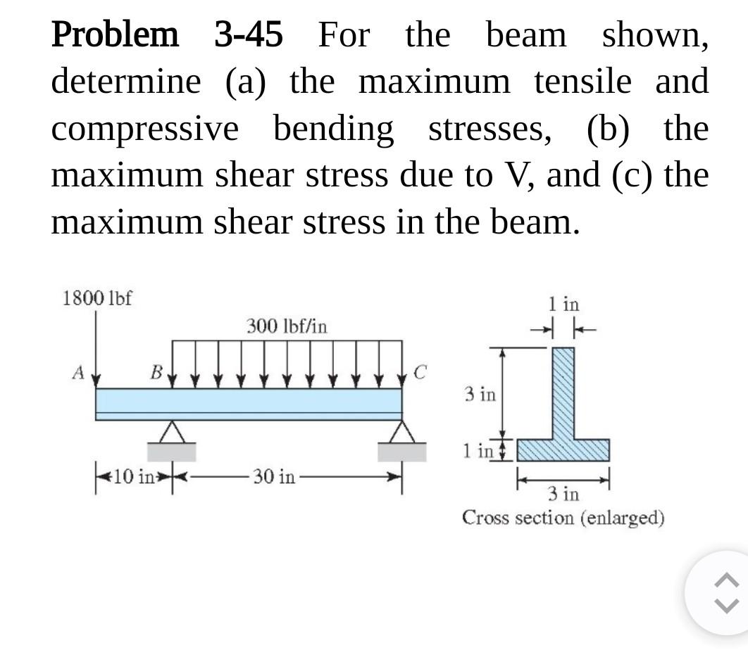 Solved Problem 3-45 For the beam shown, determine (a) the | Chegg.com