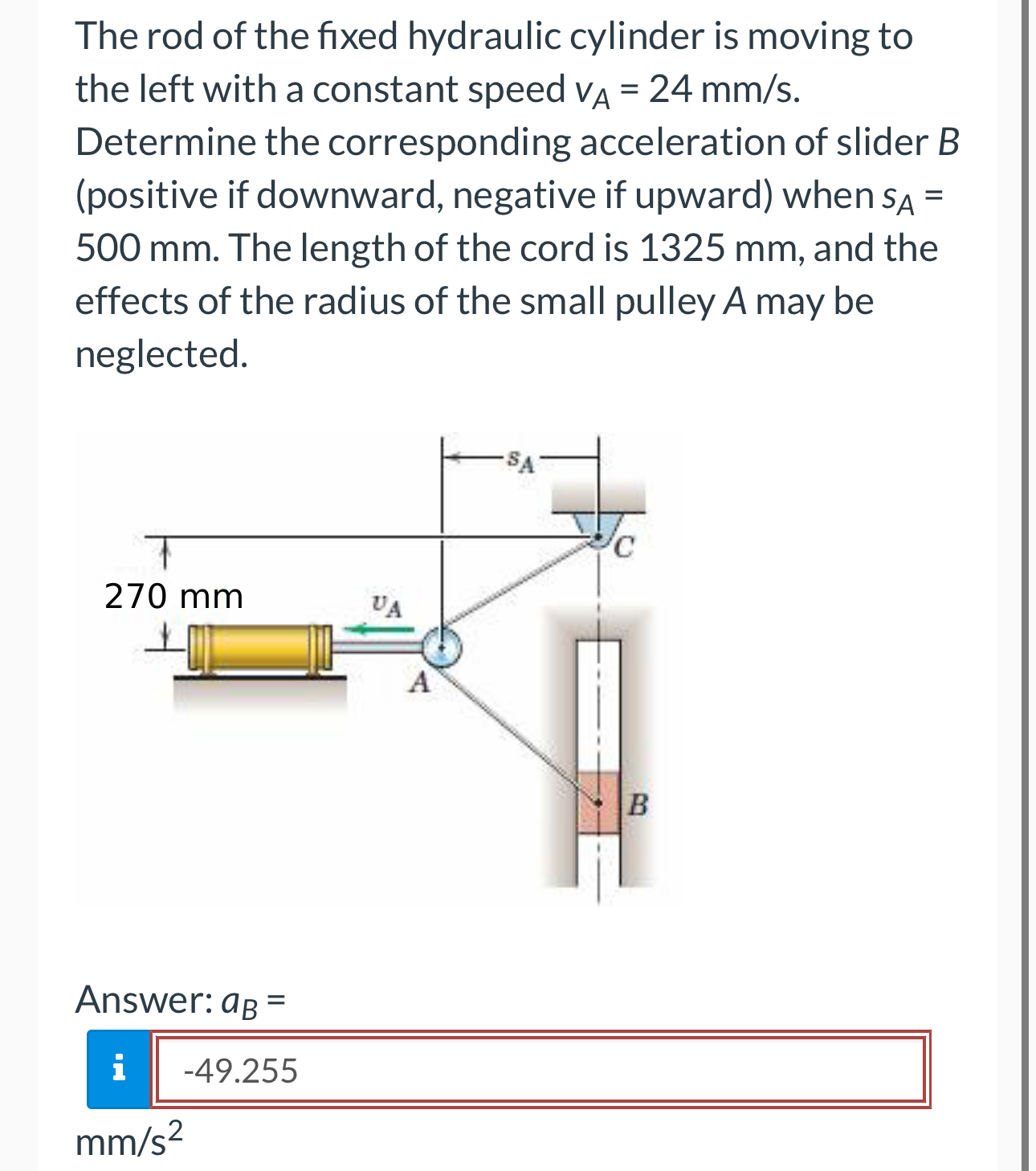 Solved Ine rod of the fixed hydraulic cylinder is moving to | Chegg.com