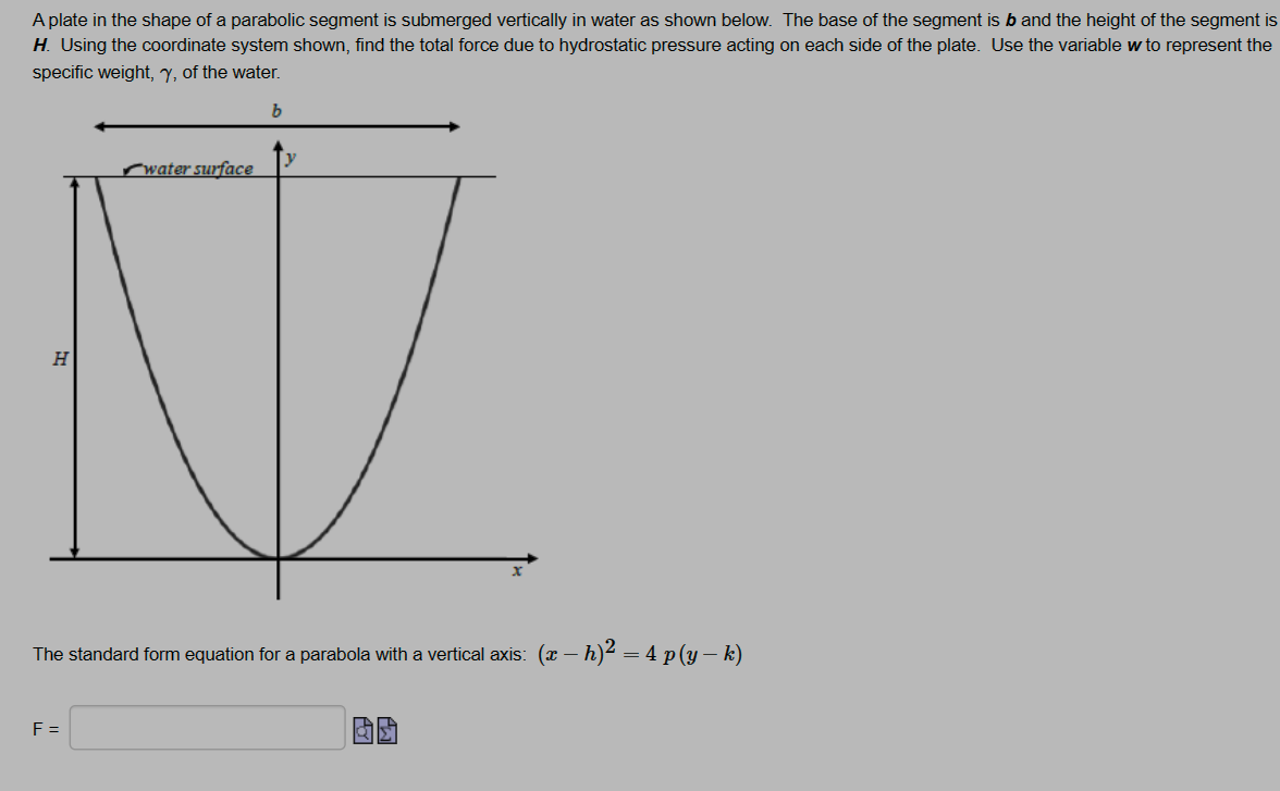 Solved A plate in the shape of a parabolic segment is | Chegg.com
