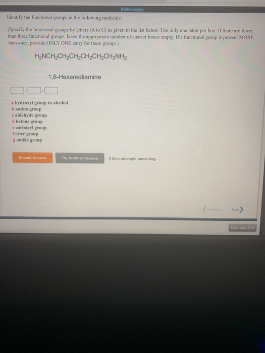 Solved (References Identify the functional groups in the | Chegg.com
