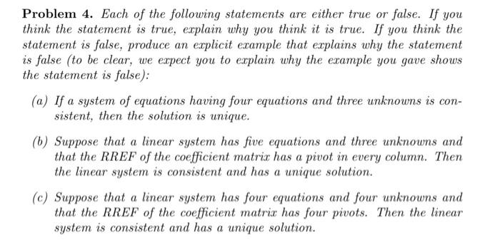Solved Linear Algebra Problem 4 only; please explain | Chegg.com