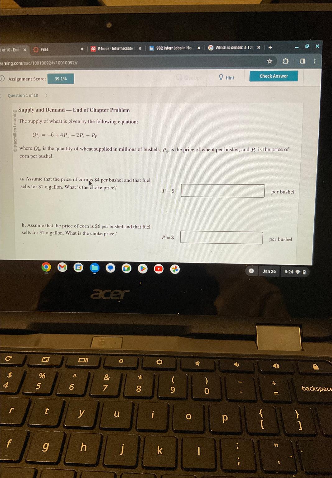 Solved Assignment Score:HintQuestion 1 ﻿of 10Supply and | Chegg.com