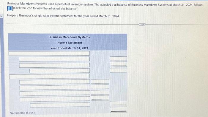 Solved Business Markdown Systems Business Markdown | Chegg.com