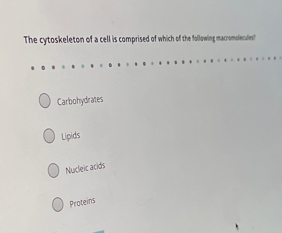 Solved The cytoskeleton of a cell is comprised of which of | Chegg.com