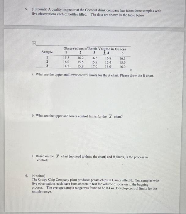 Solved 5. (10 points) A quality inspector at the Coconut | Chegg.com