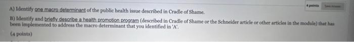 Solved A) Identify ene macro determinant of the public | Chegg.com