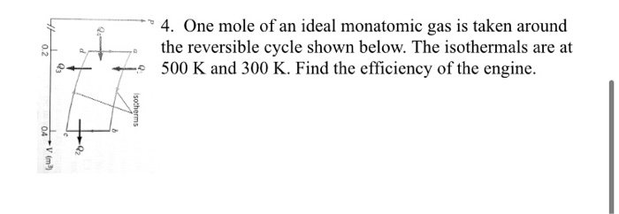 Solved 4. One mole of an ideal monatomic gas is taken around | Chegg.com