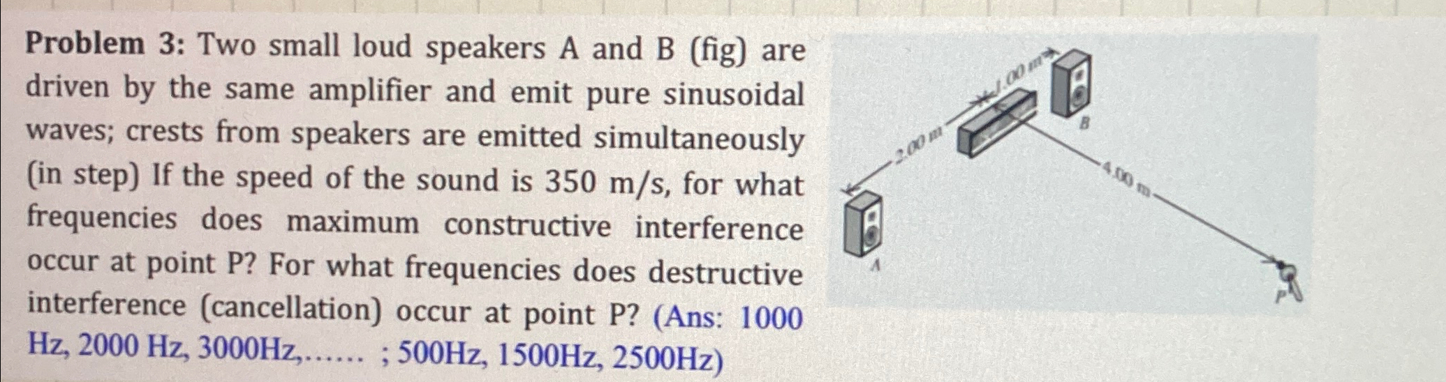 Solved Problem 3: Two small loud speakers A and B (fig) ﻿are | Chegg.com