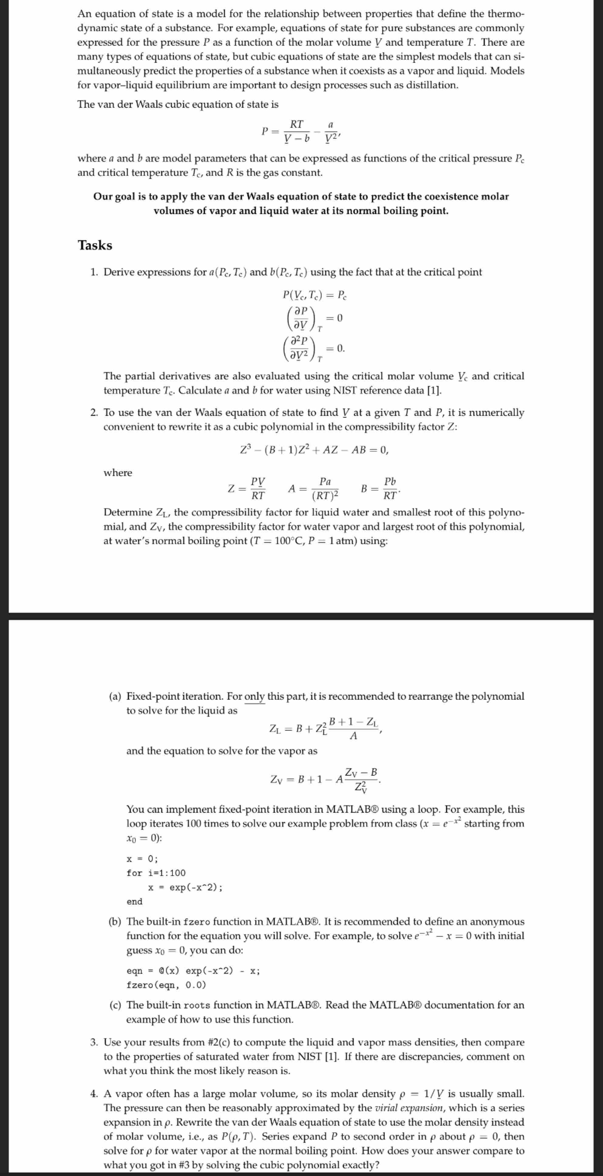 Solved An equation of state is a model for the relationship | Chegg.com