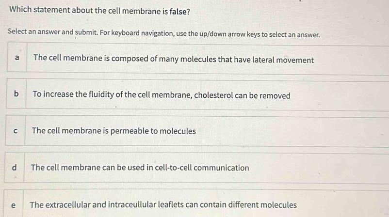 Solved Which statement about the cell membrane is | Chegg.com