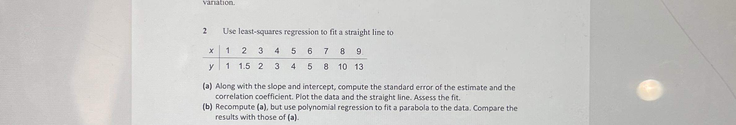 Solved variation.2 ﻿Use least-squares regression to fit a | Chegg.com