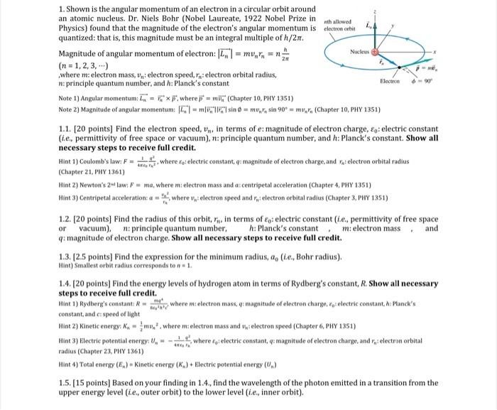 Solved 1. Shown is the angular momentum of an electron in a | Chegg.com