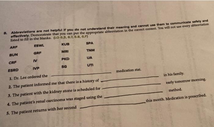 Solved B. Abbreviations are not helpful if you do not | Chegg.com