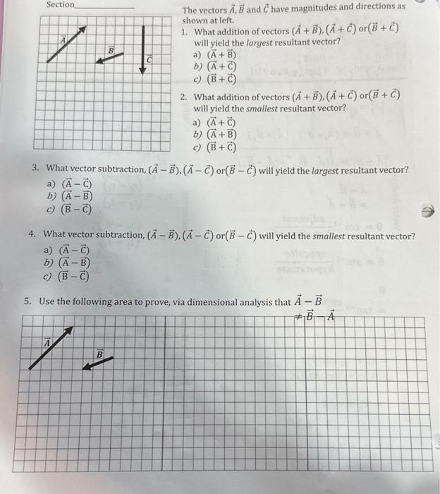 Solved The vectors À, B and & have magnitudes and directions | Chegg.com