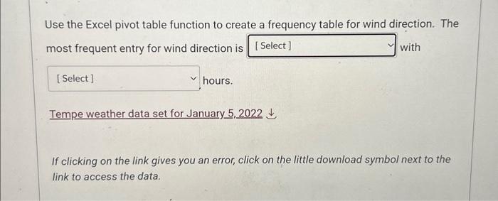 Use the Excel pivot table function to create a | Chegg.com
